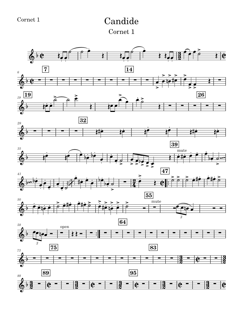 Candide - Cornet 1 Sheet music for Cornet (Solo) | Musescore.com
