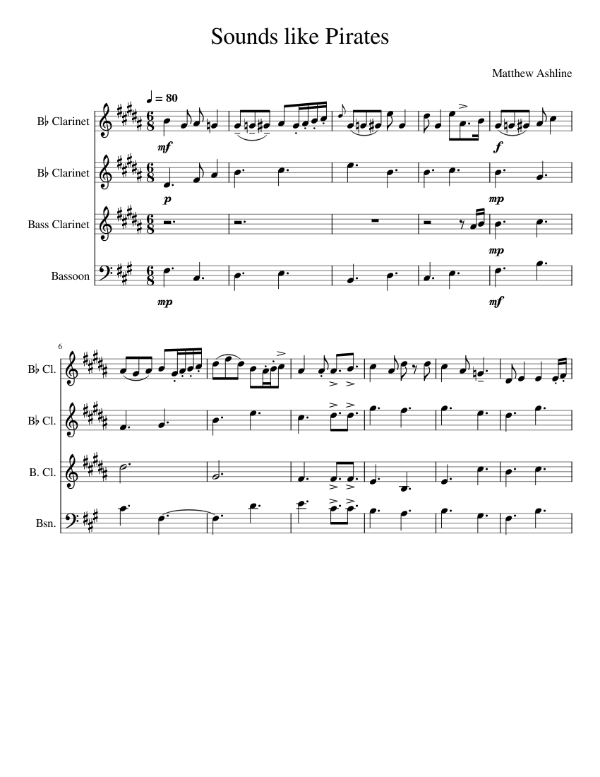 Sounds like Pirates - Matthew Ashline Sheet music for Clarinet in b ...