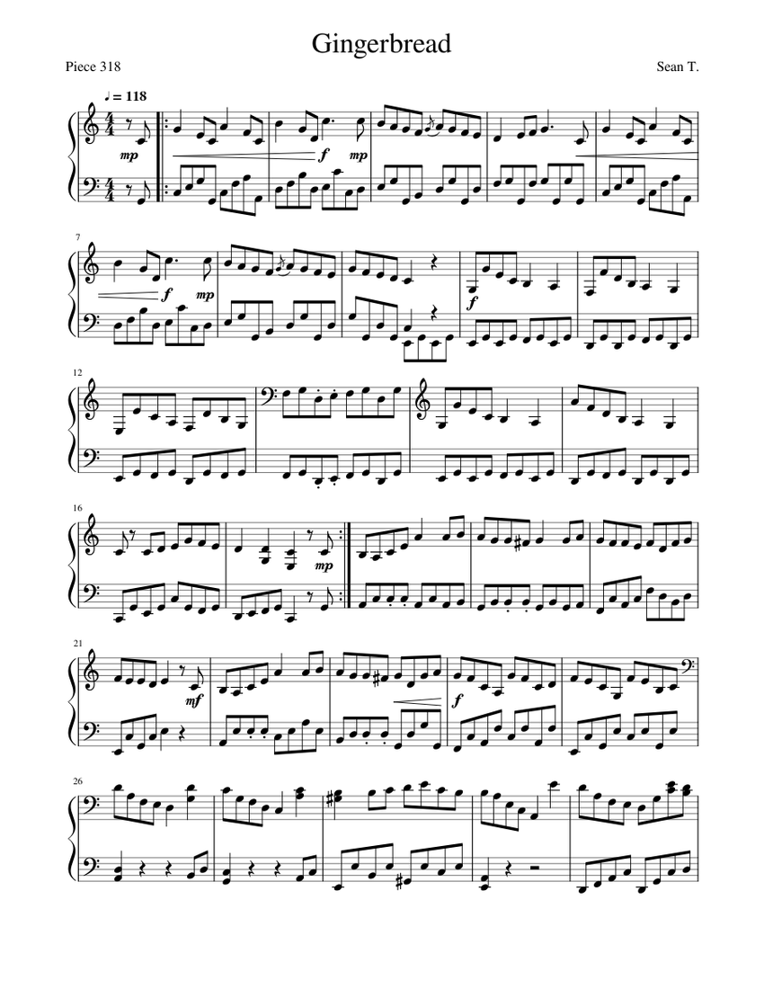 Gingerbread Sheet music for Piano (Solo) | Musescore.com