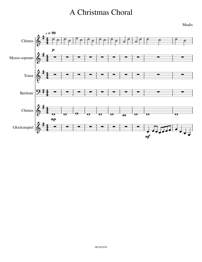 a christmas choral Sheet music for Tenor, Baritone, Mezzo soprano ...