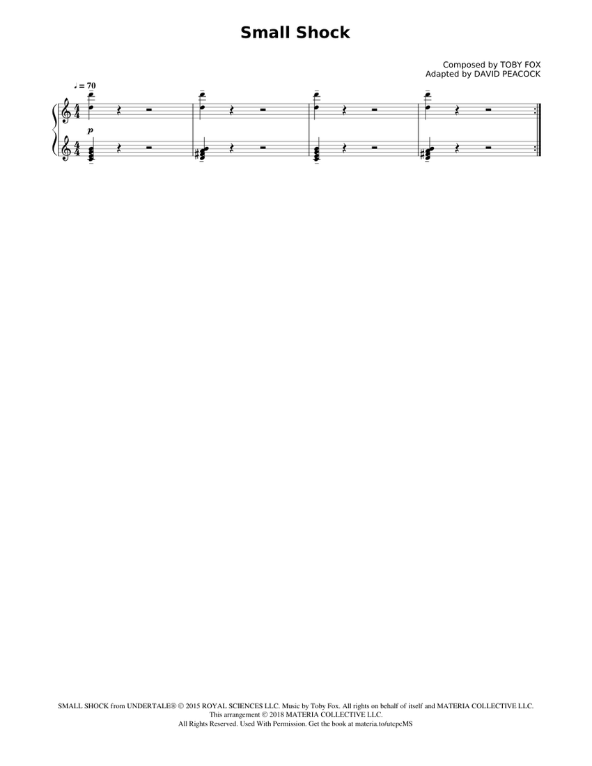 Small Shock (UNDERTALE Complete Piano Sheet Music) Sheet Music for ...