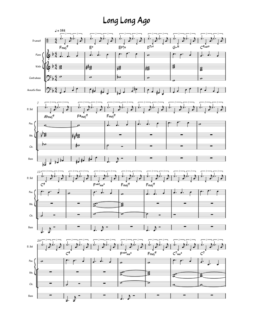 Long, Long Ago – Thomas Haynes Bayly Sheet music for Piano, Contrabass ...