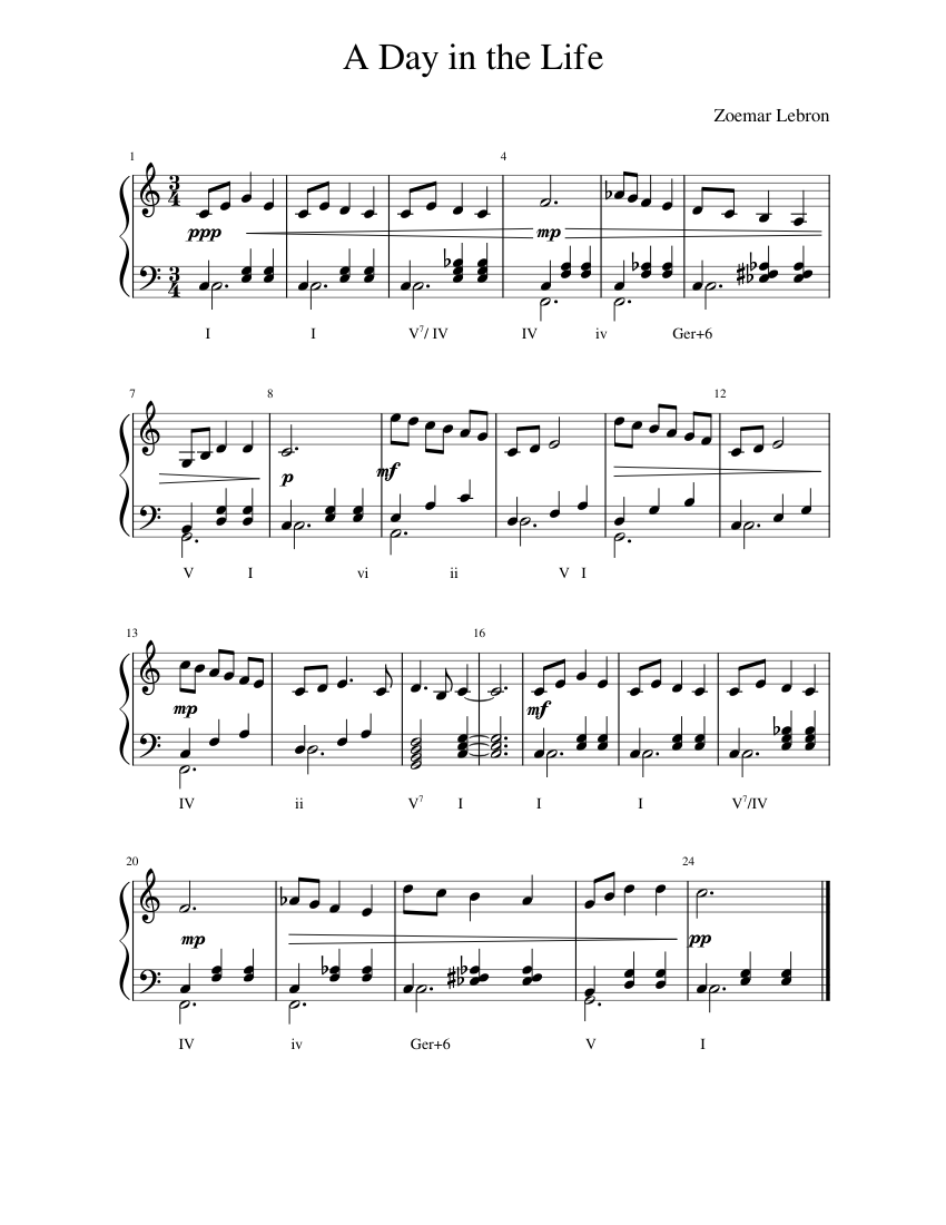 A Day in the Life Sheet Music for Piano (Solo) Easy | MuseScore.com