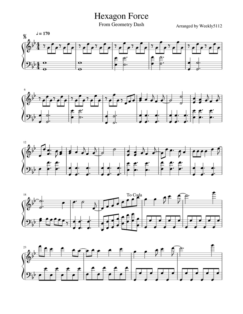 Hexagon Force Sheet Music for Piano (Solo) | MuseScore.com