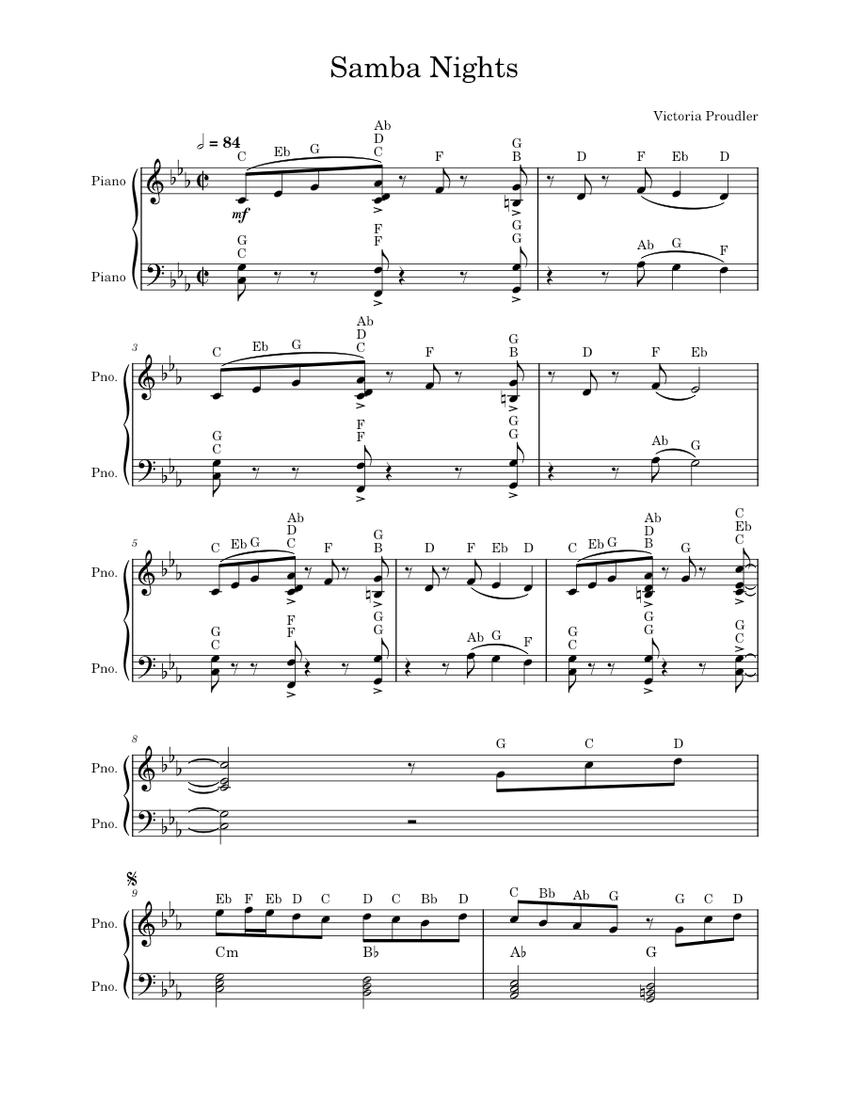 Samba Nights Grade 6 Sheet 2 Sheet music for Piano (Piano Duo ...