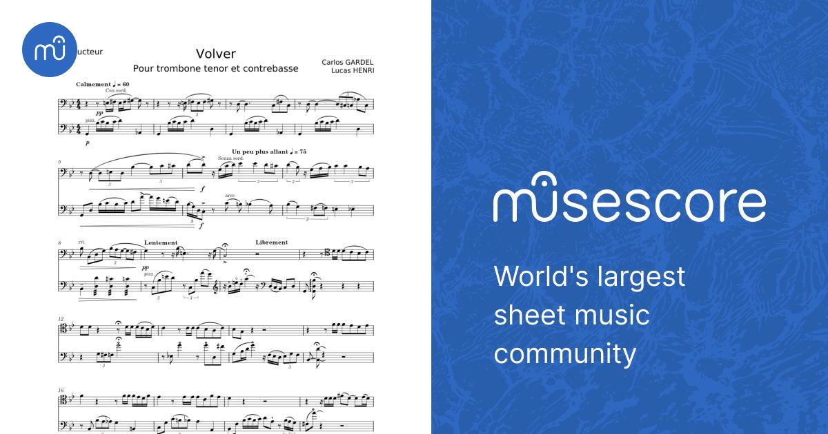 Volver - Carlos Gardel Sheet music for Trombone, Contrabass (Mixed Duet ...