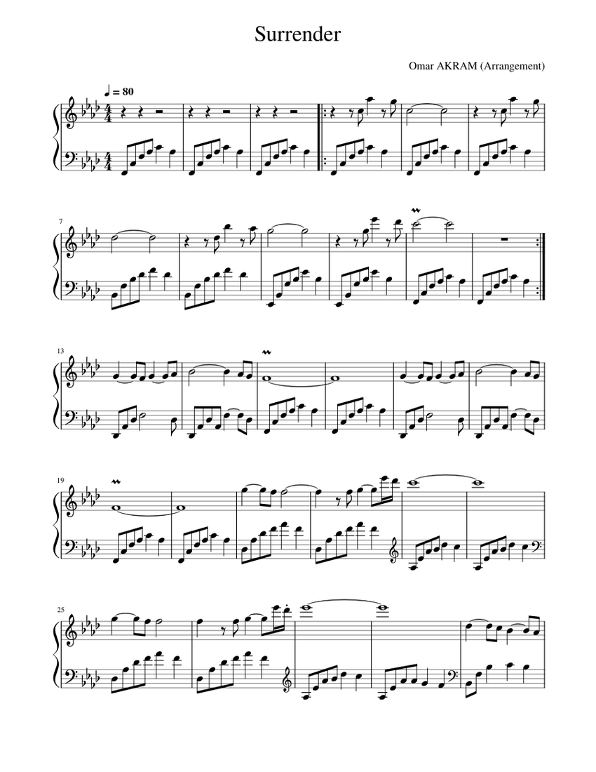 Surrender Sheet music for Piano (Solo) Easy | Musescore.com