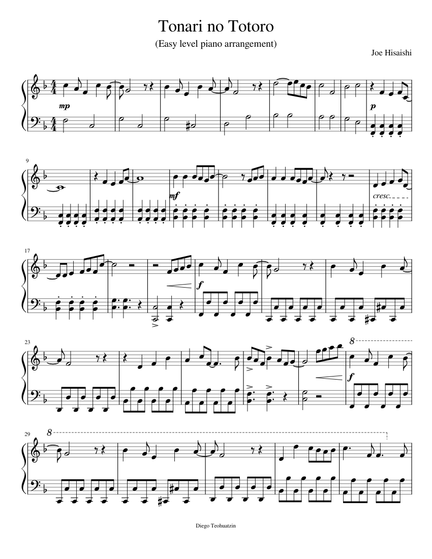 Tonari no Totoro/ My neighborhood Totoro (main theme) Sheet music for ...