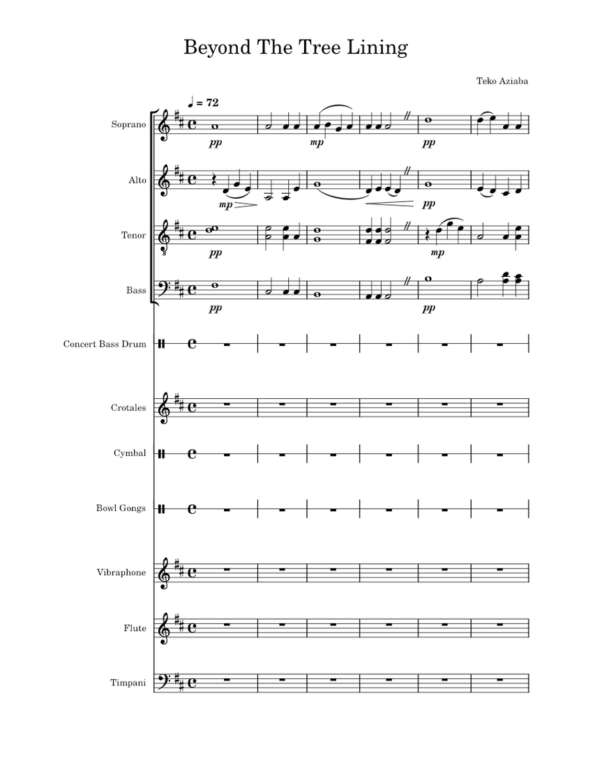 Beyond The Tree Lining Sheet music for Soprano, Alto, Tenor, Bass voice ...
