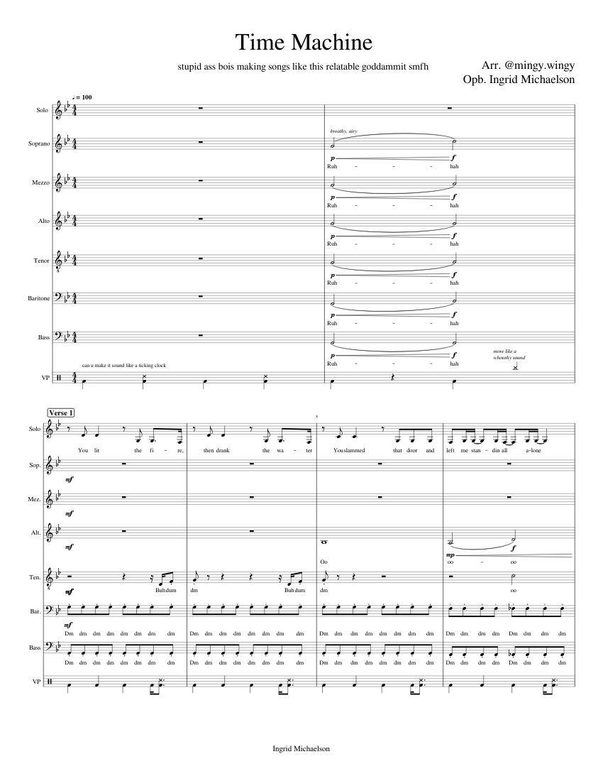 Time Machine Sheet Music for Piano, Drum group (Mixed Ensemble ...