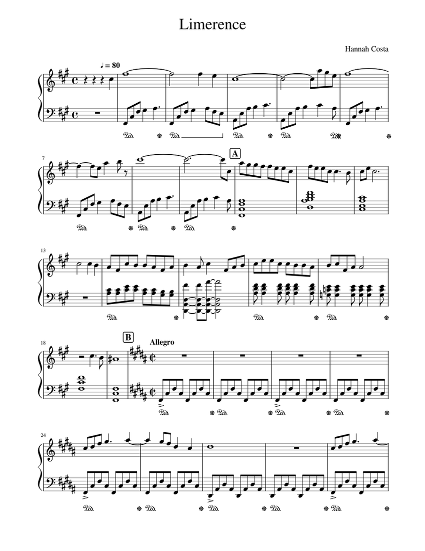 Limerence Sheet Music for Piano (Solo) | MuseScore.com