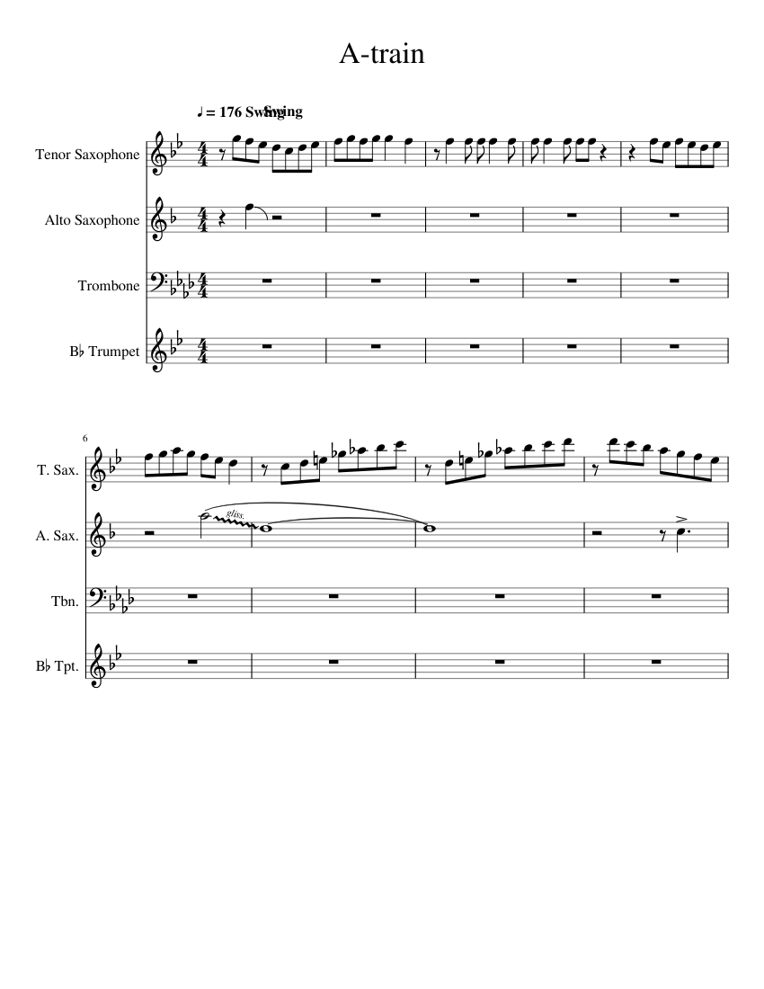 A-train Sheet music for Trombone, Saxophone alto, Saxophone tenor ...