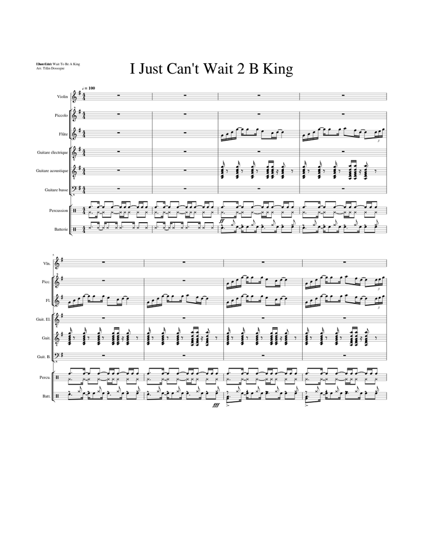 I_Just_Cant_Wait_To_Be_a_King_ Sheet Music for Flute piccolo, Flute ...