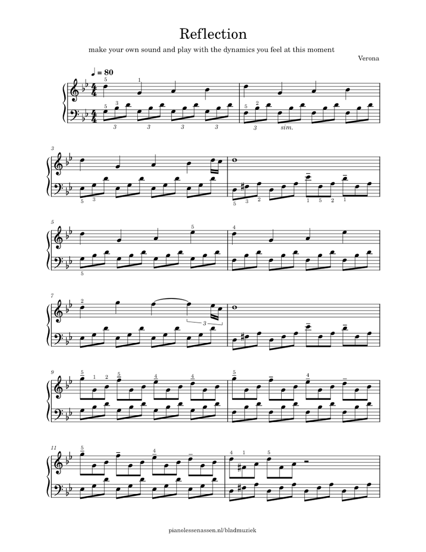 Reflection - Verona Sheet music for Piano (Solo) | Musescore.com