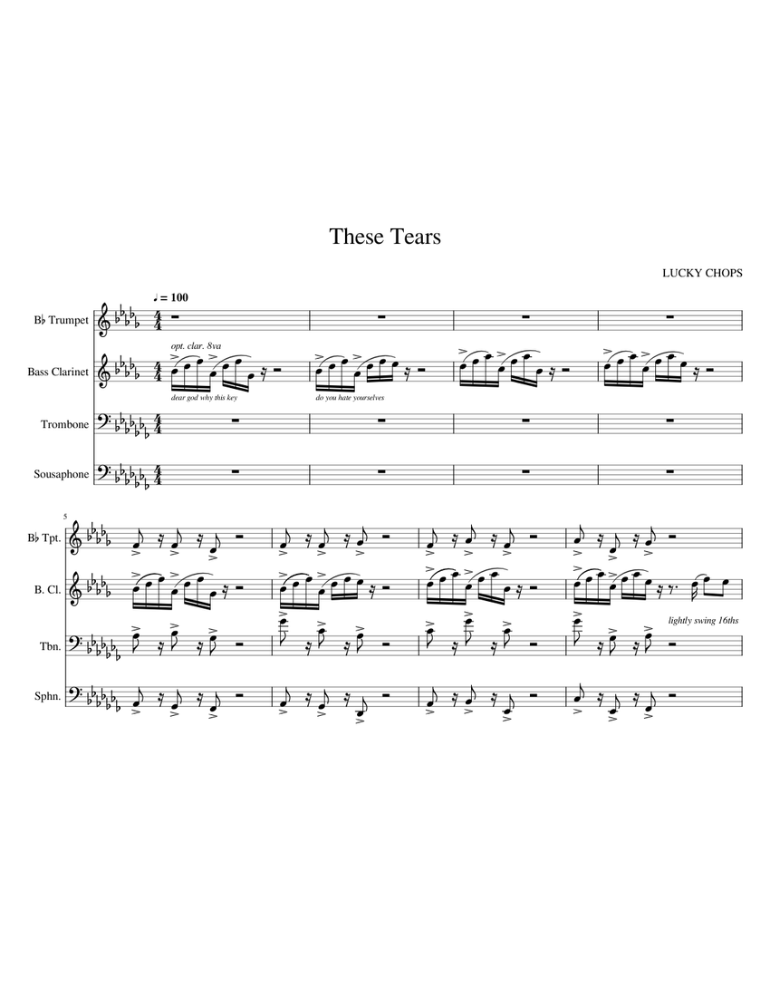 These_Tears HUN Sheet music for Trombone, Clarinet bass, Trumpet in b ...
