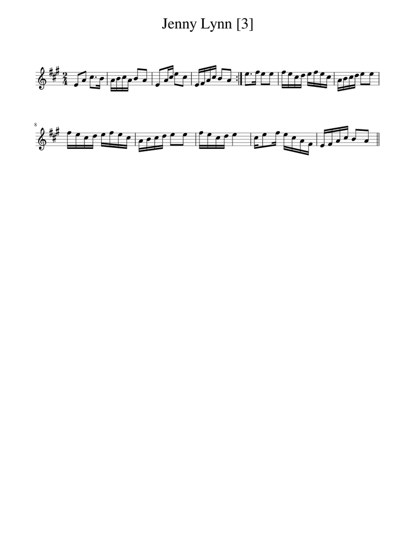Jenny Lynn Sheet music for Piano (Solo) Easy | Musescore.com