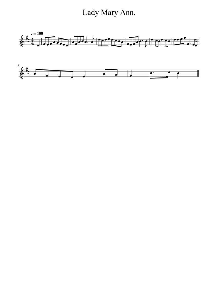 Lady Mary Ann. Sheet music for Piano (Solo) | Musescore.com