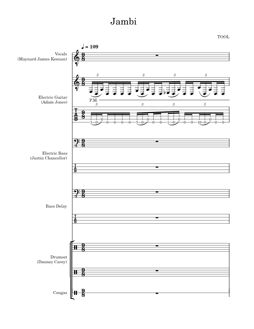 Jambi - TOOL Sheet Music and Tab for Guitar, Bass guitar, Drum group ...