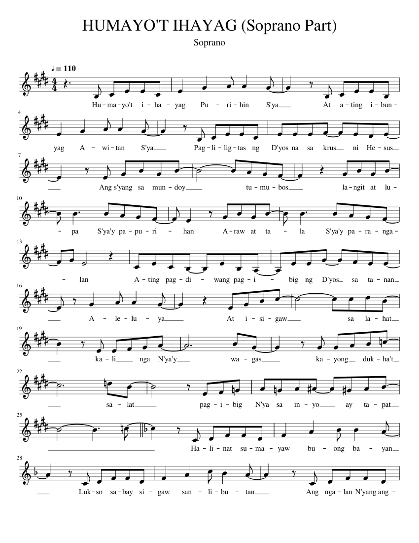 HUMAYO'T IHAYAG Soprano Part Sheet music for Soprano (Solo) | Musescore.com
