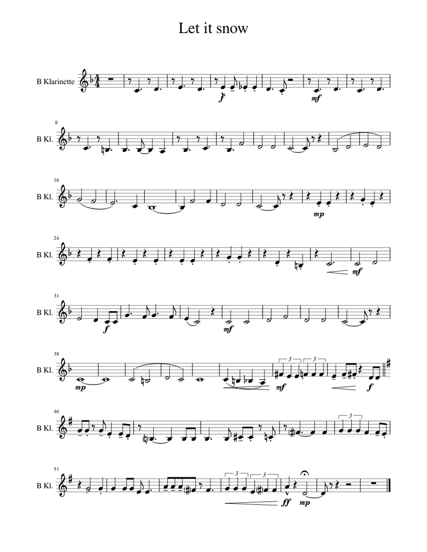 Let it snow, Clarinet Solo (Part 3) Sheet music for Clarinet in b-flat ...