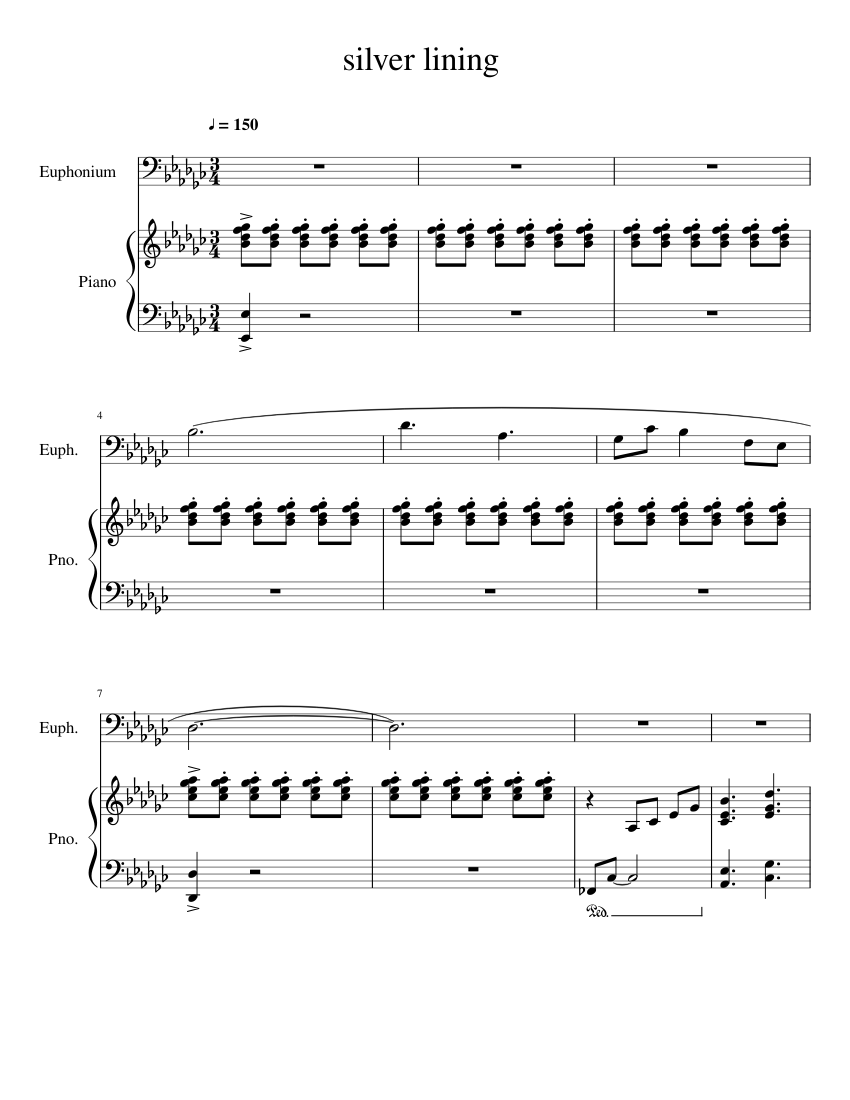 Silver lining Sheet music for Piano, Euphonium (Solo) | Musescore.com