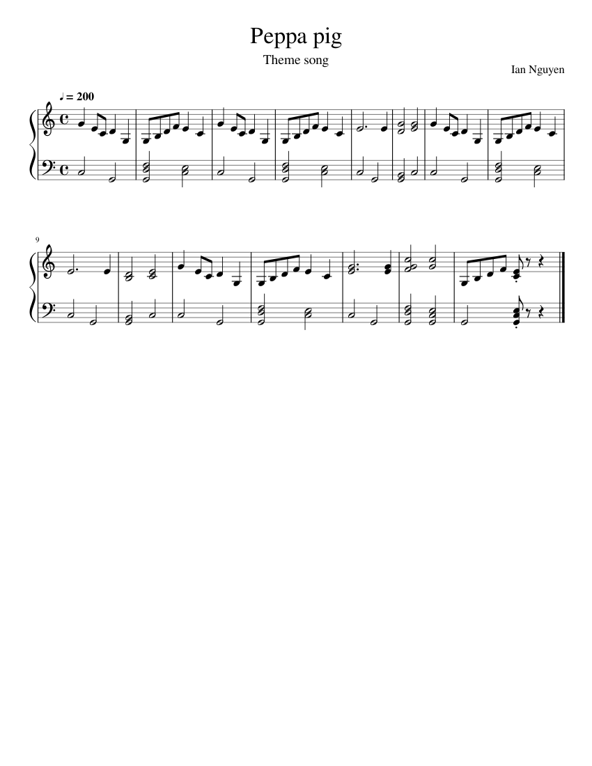 Peppa pig Sheet Music for Piano (Solo) easy | MuseScore.com