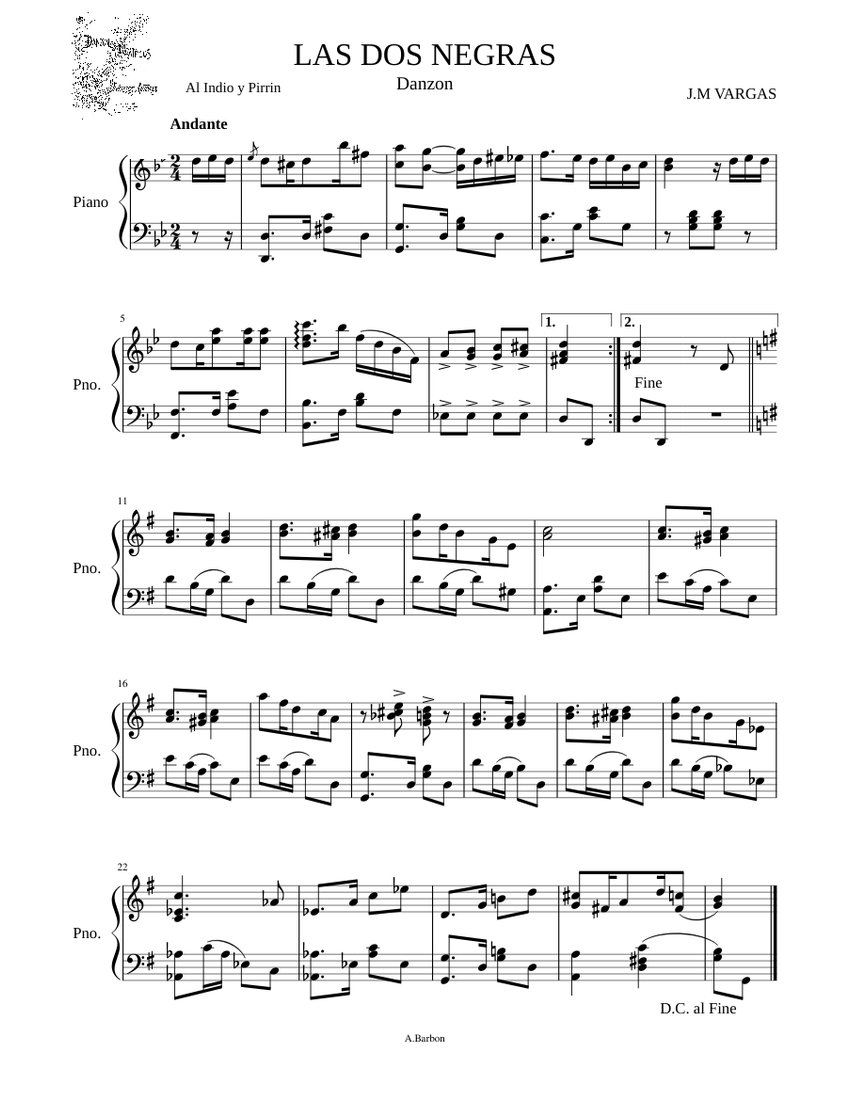 LAS DOS NEGRAS Sheet music for Piano (Solo) | Musescore.com