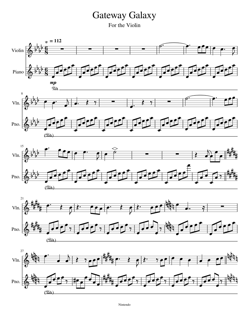 Gateway Galaxy Sheet Music for Piano, Violin (Solo) | MuseScore.com