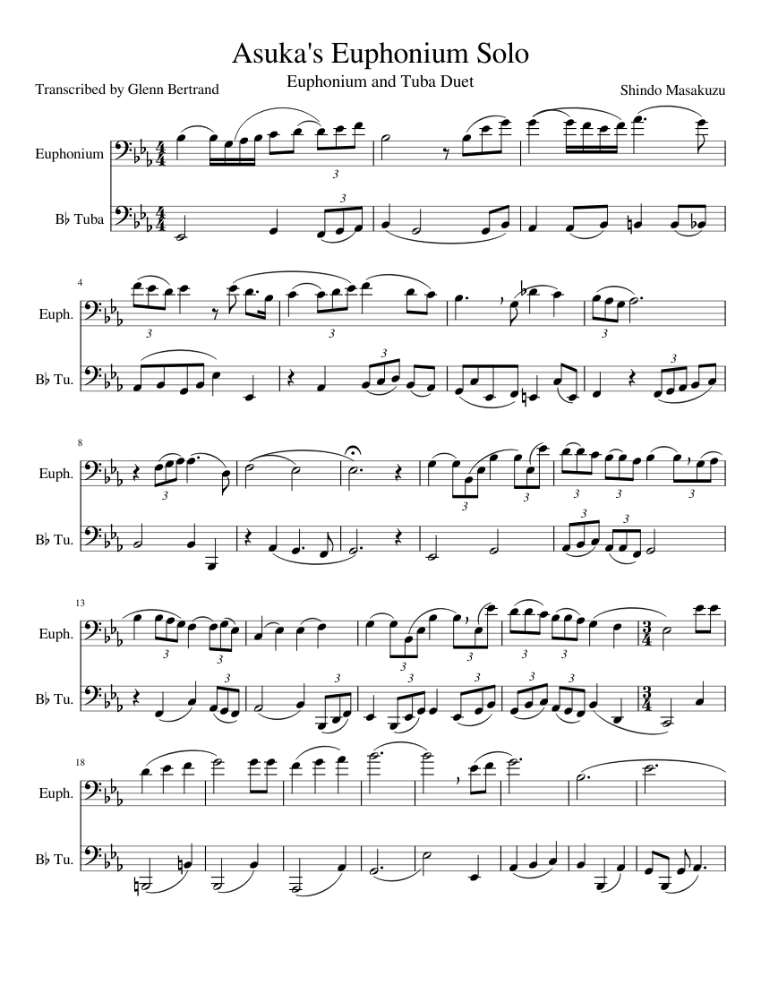 Asuka's Euphonium Solo Sheet Music for Euphonium, Tuba (Brass Duet ...