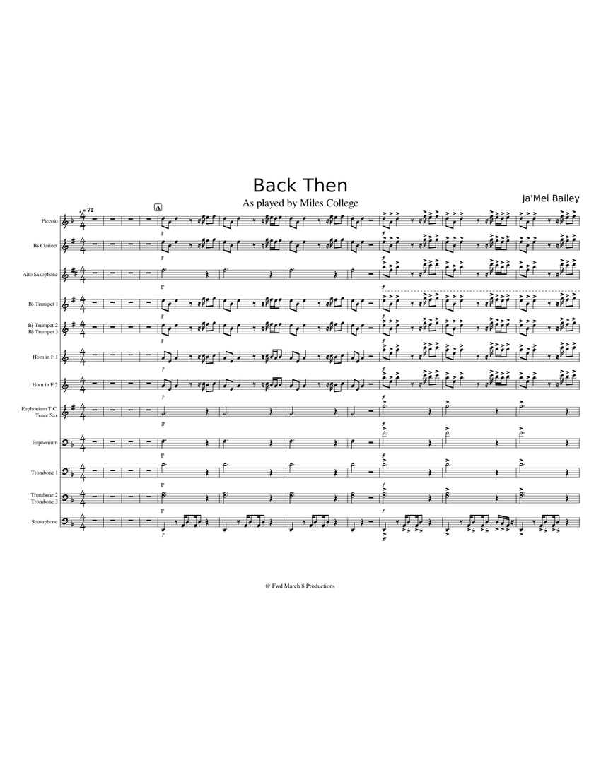 Back Then Sheet Music for Trombone, Euphonium, Flute piccolo, Clarinet ...