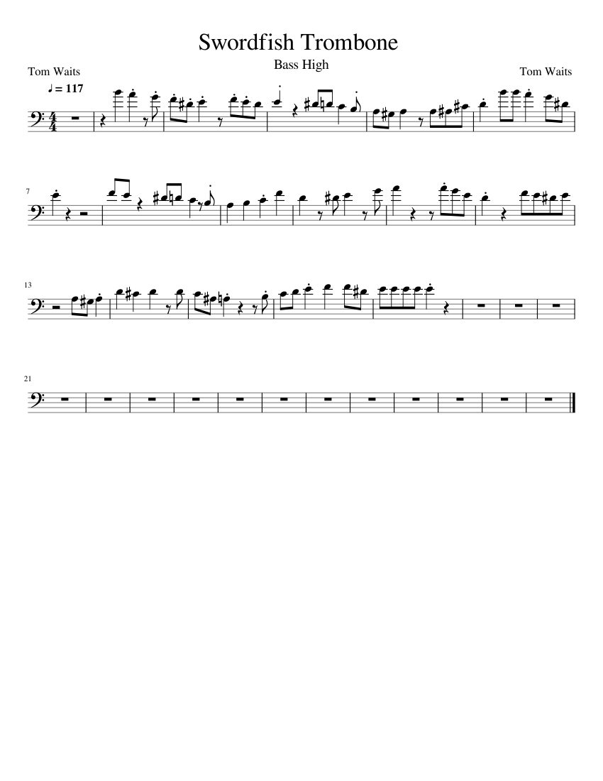Swordfish Trombone Sheet music for Piano (Solo) Easy | Musescore.com