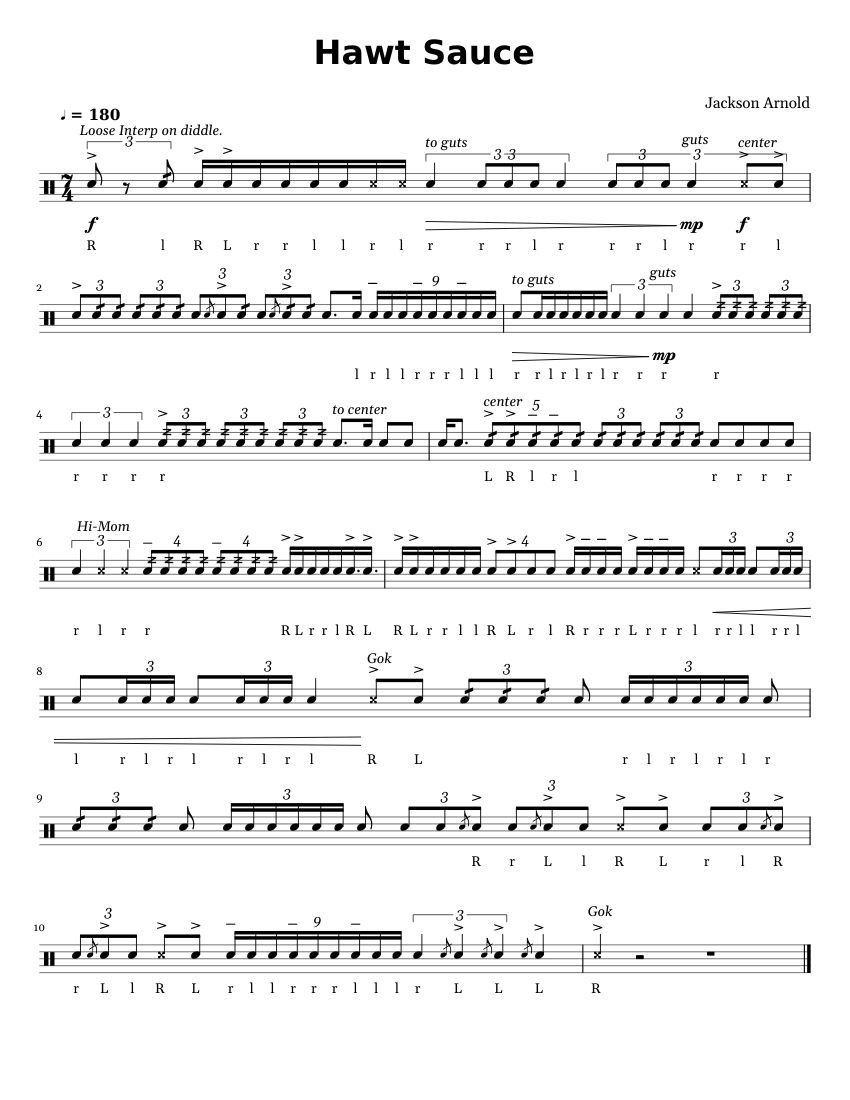 Hawt_Sauce Sheet music for Snare drum (Solo) | Musescore.com
