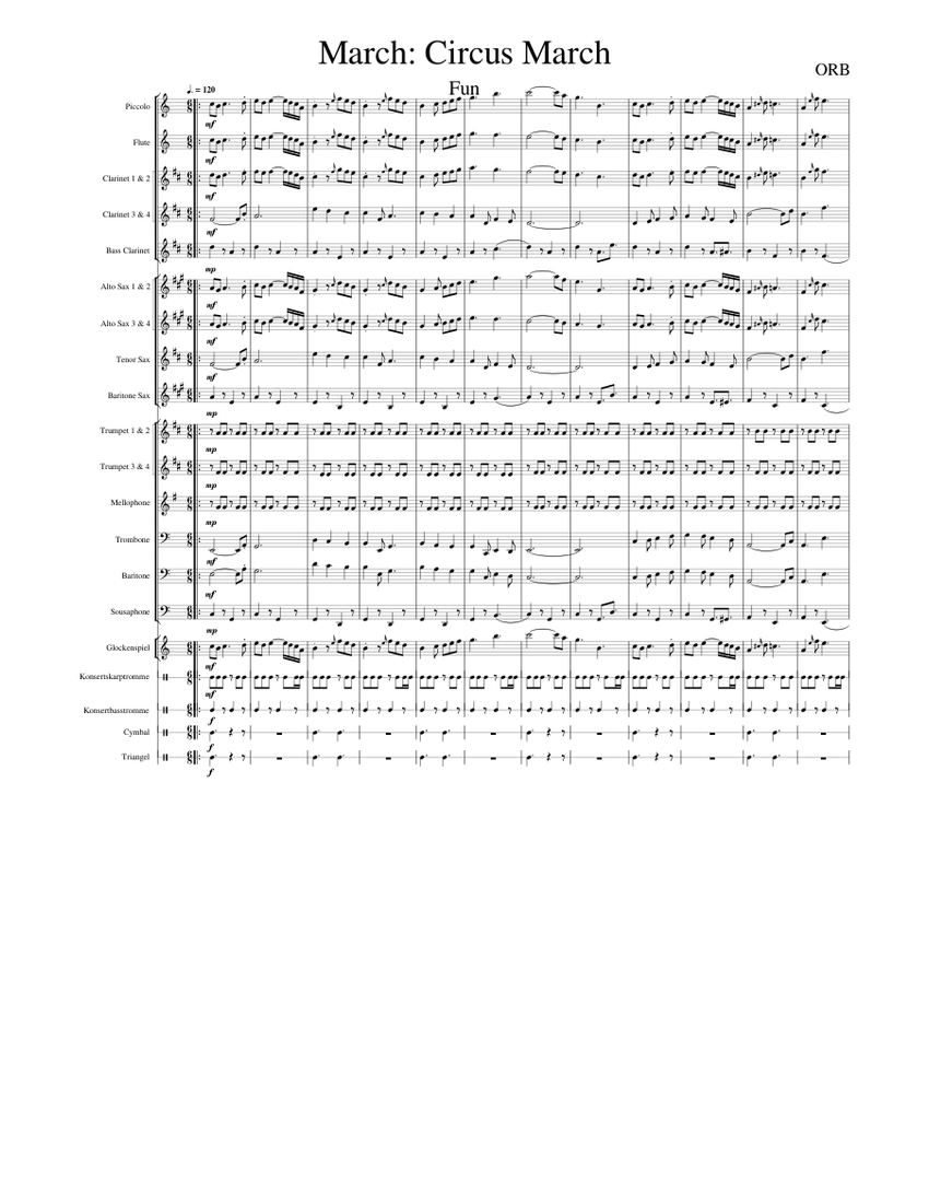 Circus March Sheet Music for Trombone, Tuba, Flute piccolo, Flute ...