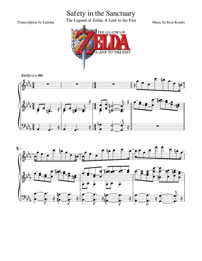 Safety in the Sanctuary - The Legend of Zelda: A Link to the Past Sheet ...