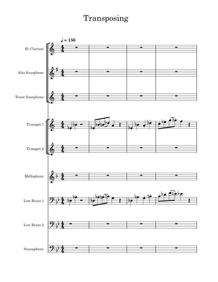 Trumpet 1 -> Low Brass 1 Sheet music for Mellophone, Clarinet in b-flat ...