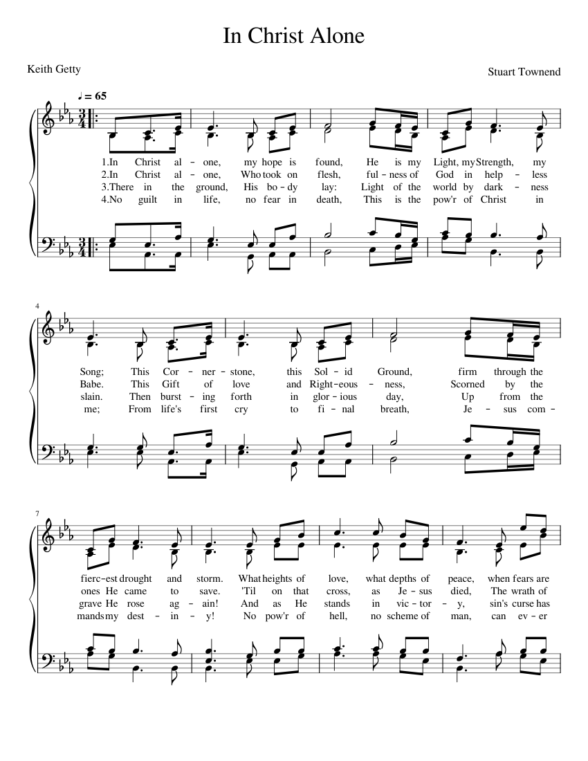 In Christ Alone Sheet Music for Piano (Solo) Easy | MuseScore.com