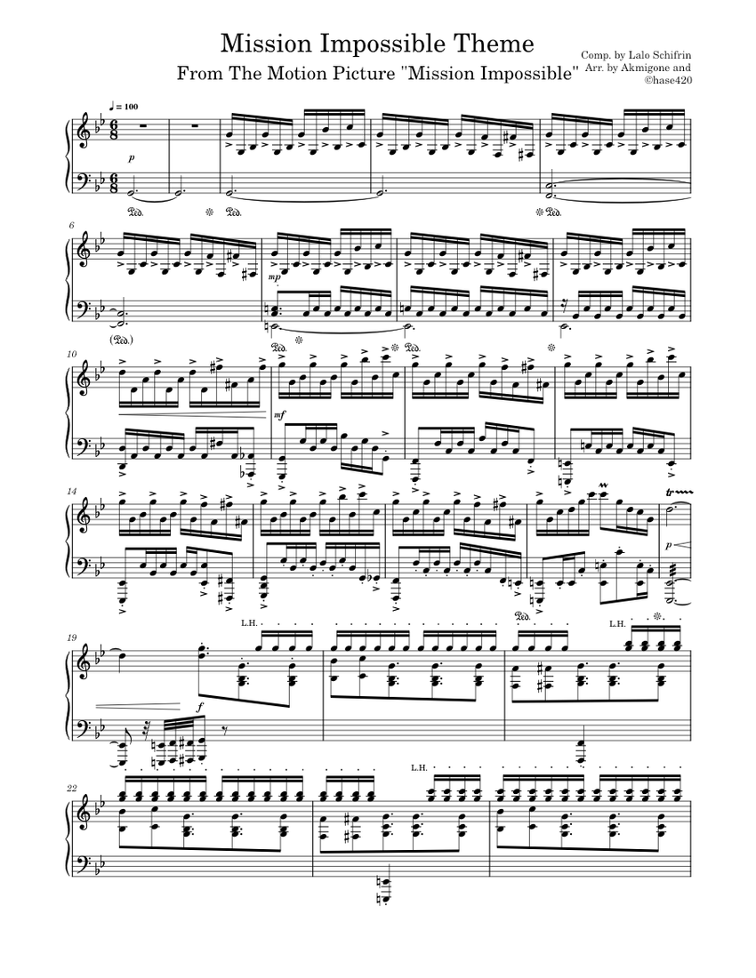 Mission Impossible Theme Sheet Music for Piano (Solo) | MuseScore.com