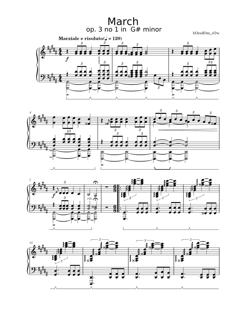 March Opus 3 no 1 Sheet music for Piano (Solo) | Musescore.com