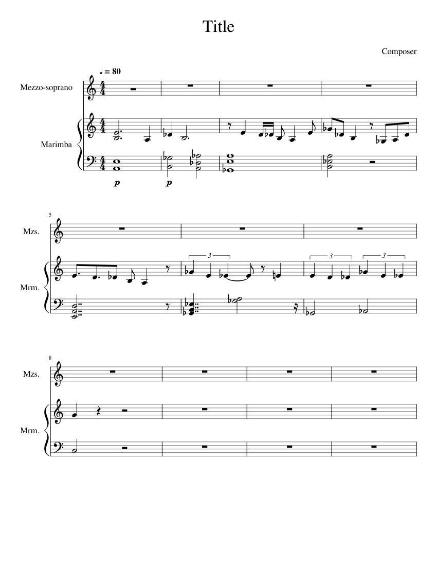 Untitled Sheet music for Mezzo soprano, Marimba (Mixed Duet ...