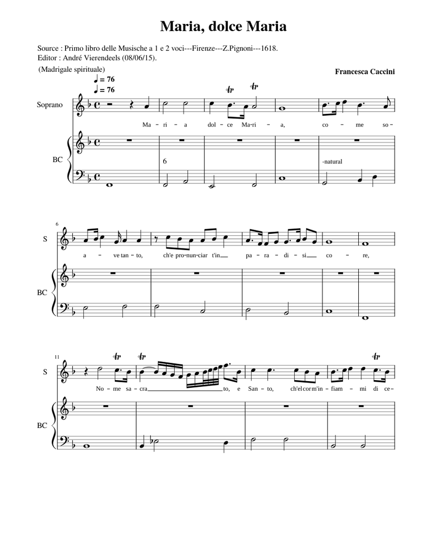 Maria, dolce Maria – Francesca Caccini Maria dolce Maria - Francesca ...