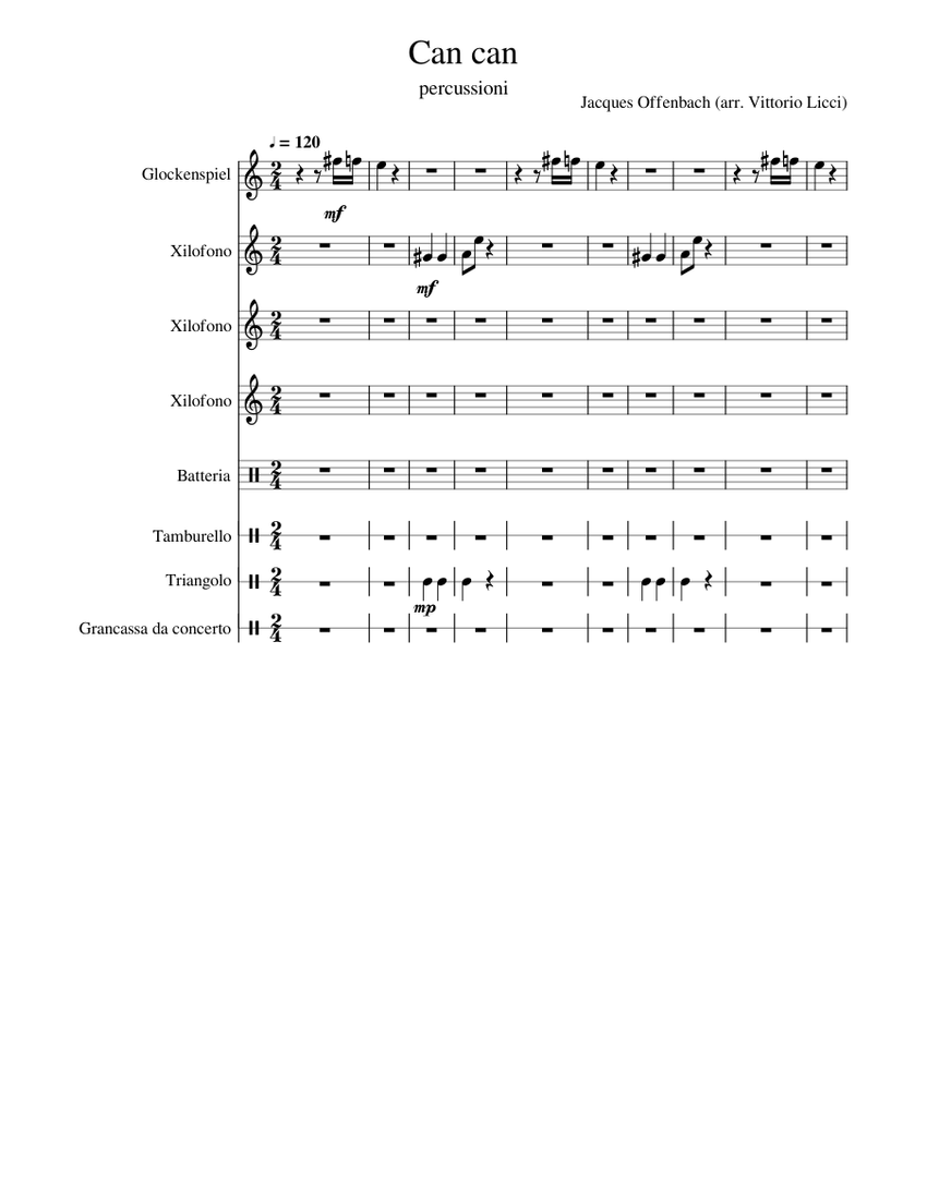 Can can - Percussion Sheet music for Tambourine, Glockenspiel, Drum ...