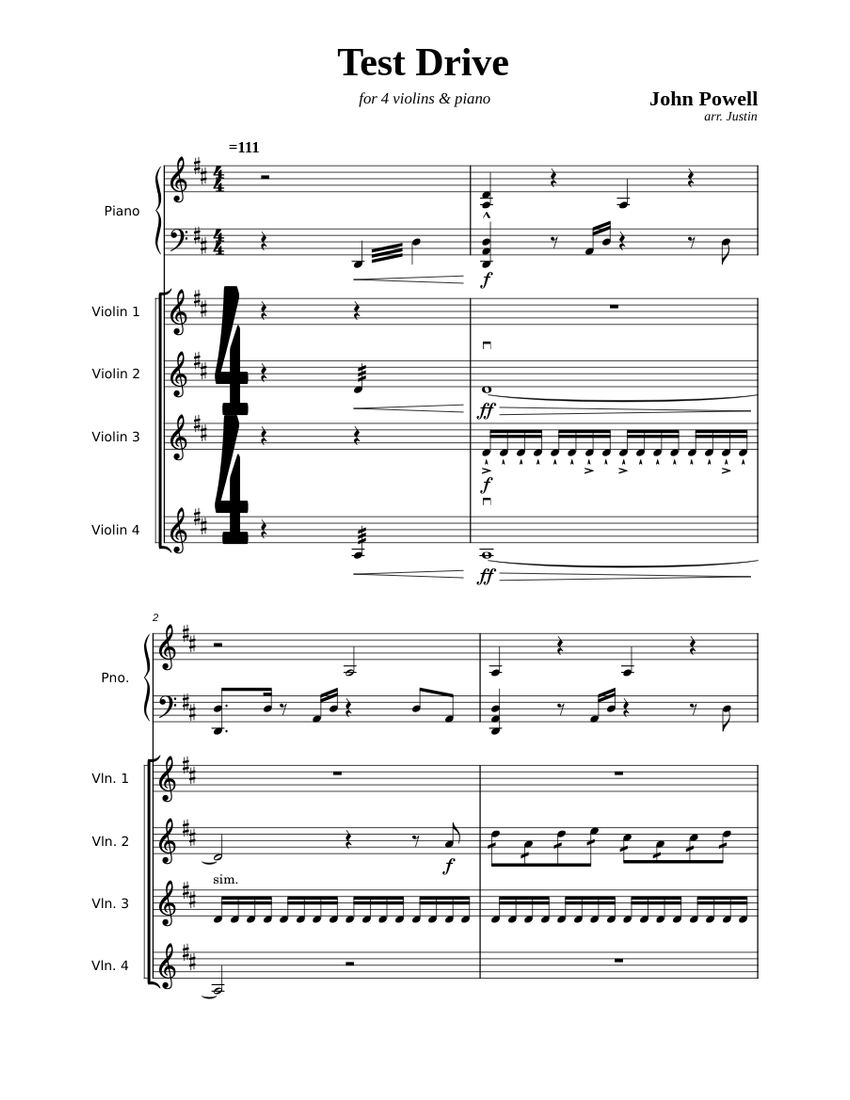 Test Drive – John Powell (music from HTTYD) Sheet music for Piano ...