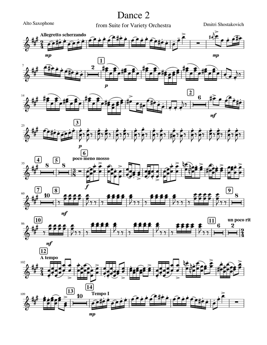 Dance 2 Sheet music for Saxophone alto (Saxophone Ensemble) | Musescore.com