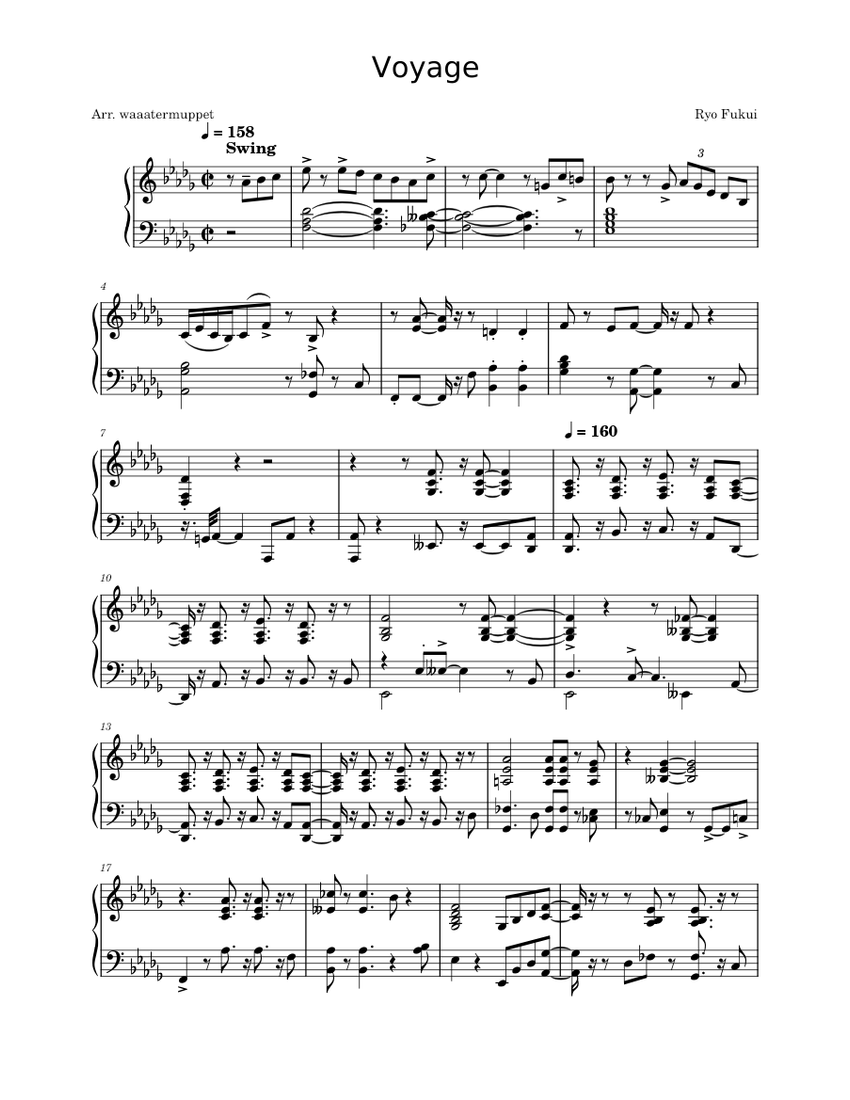 Voyage - Ryo Fukui Sheet Music for Piano (Solo) | MuseScore.com