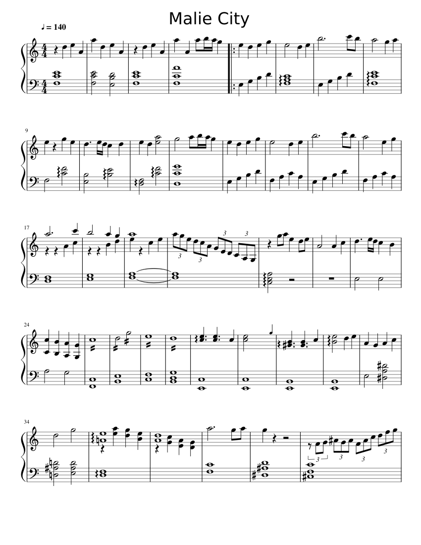 Malie City Sheet music for Piano (Solo) Easy | Musescore.com
