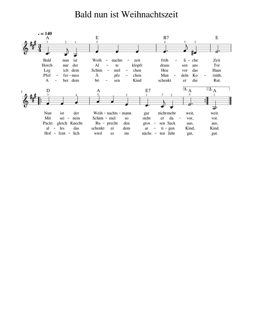 Bald nun ist Weihnachtszeit Sheet Music with Chords for Piano (Solo ...