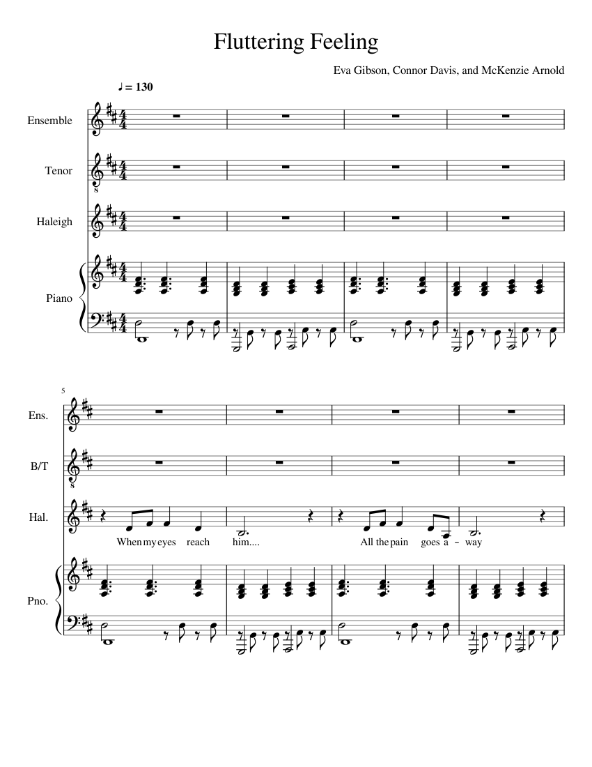 Fluttering Feeling Sheet music for Piano, Alto, Tenor, Vocals (Mixed ...