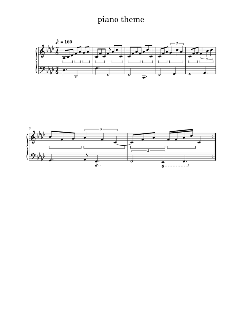 theme on piano Sheet music for Piano (Solo) Easy | Musescore.com