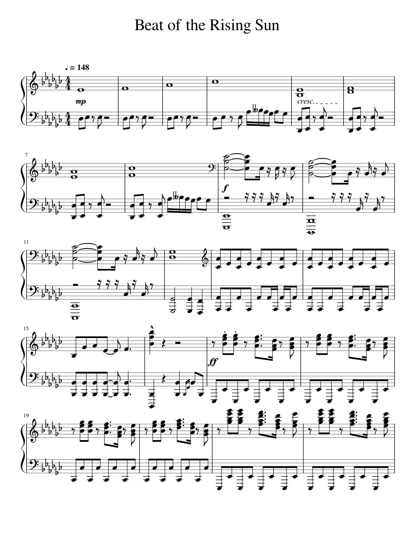 Beat_of_the_Rising_Sun Sheet Music for Piano (Solo) | MuseScore.com