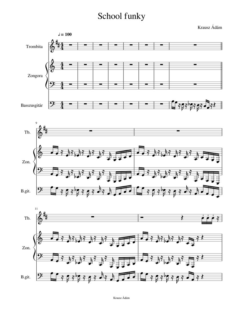 School funky Sheet music for Piano, Bass guitar, Trumpet other (Mixed ...